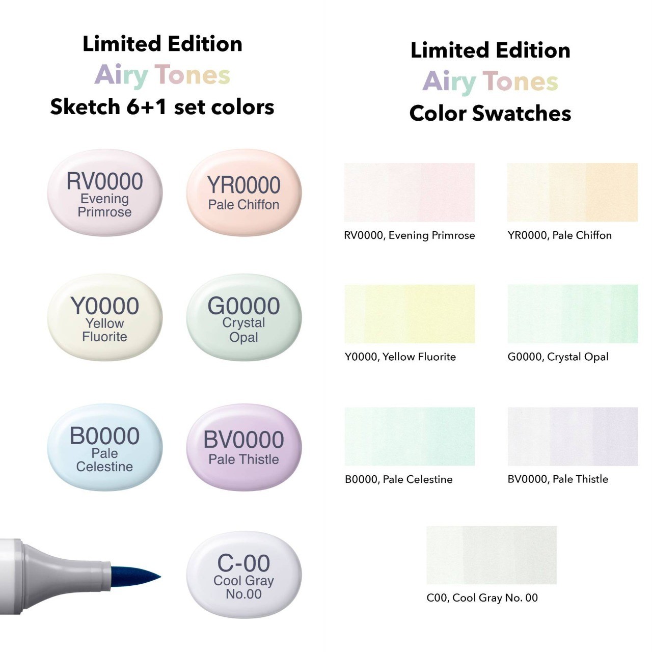 Copic Sketch Set Airy Tones (6+1) Limited Edition