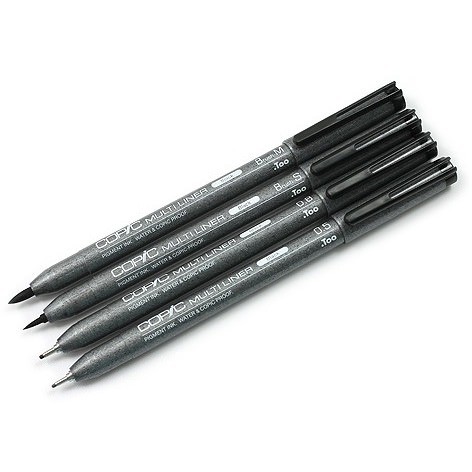 Copic Multiliner Set de 4 - B (05, 08, BS, BM) - Negro