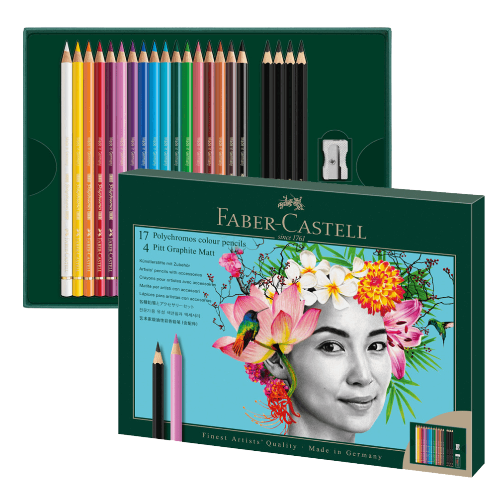 Faber-Castell Polychromos (Lápices de Colores) - Set de 17 colores + 4 Graphite Matt Pitt