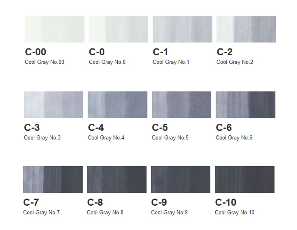 Copic Sketch Set de 12 - CG (Cool Gray)