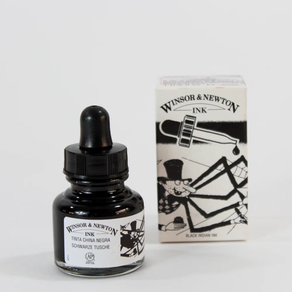 Winsor & Newton Black Indian Ink con gotario (Tinta India) - 30ml