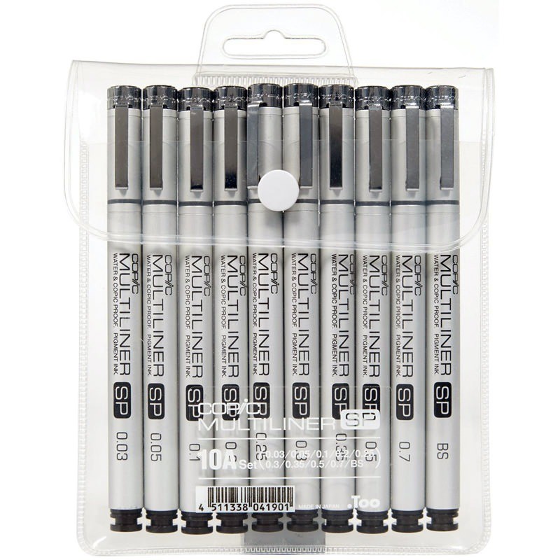 Copic Set Multiliner SP 10A Set de 10 (003, 005, 01, 02, 025, 03, 035 ...
