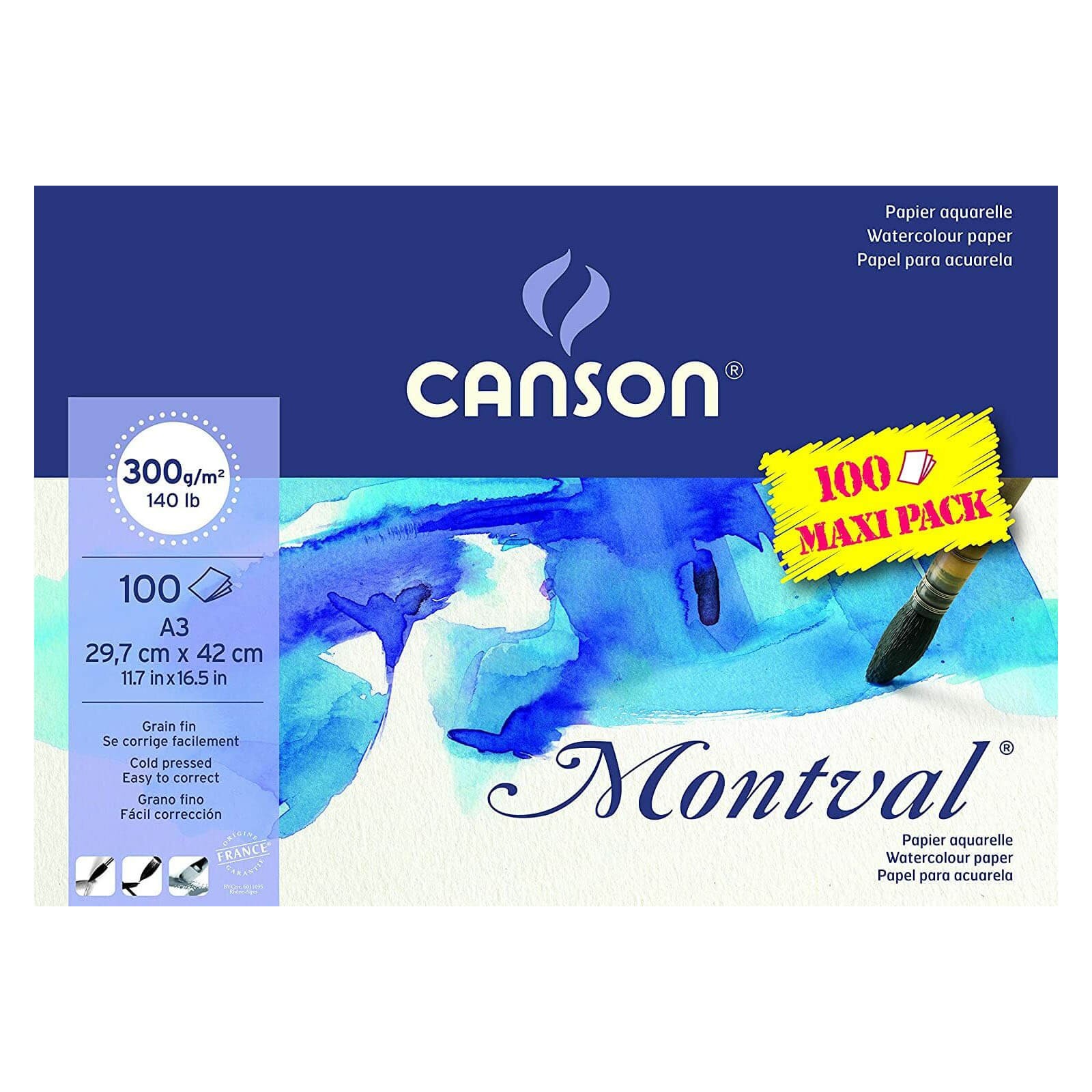 Canson Montval Aquarelle Grano Fino Block (29,7 x 42 cm) - 100 Hojas de ...