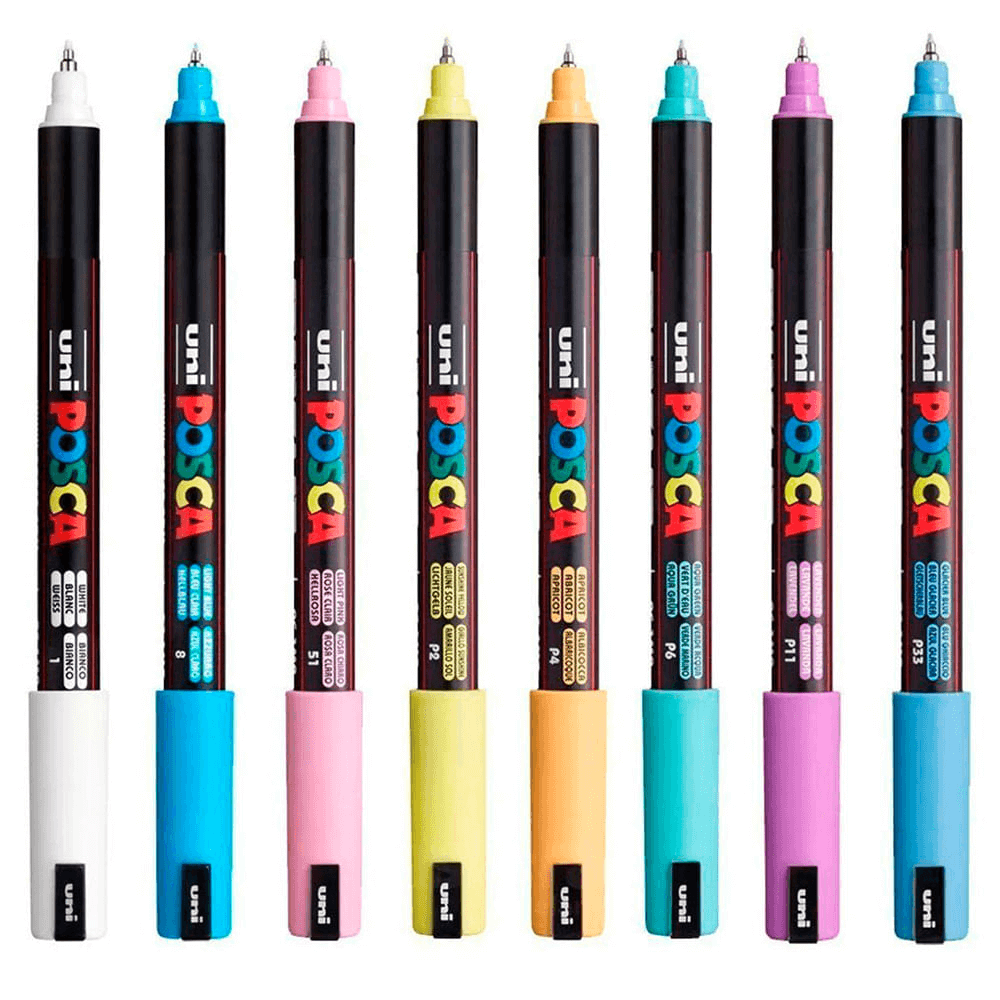 Posca PC-1MR Extra-Fino (0,7mm) - Set de 8 Colores Pastel