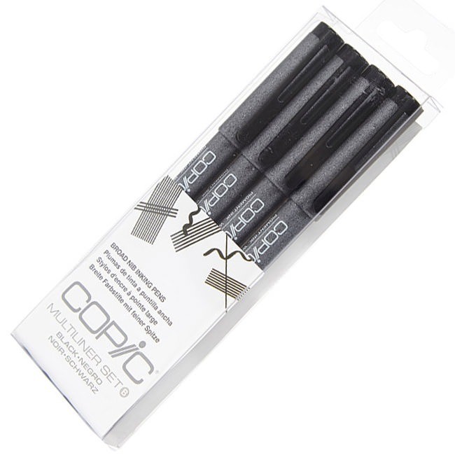 Copic Multiliner Set de 4 - B (05, 08, BS, BM) - Negro