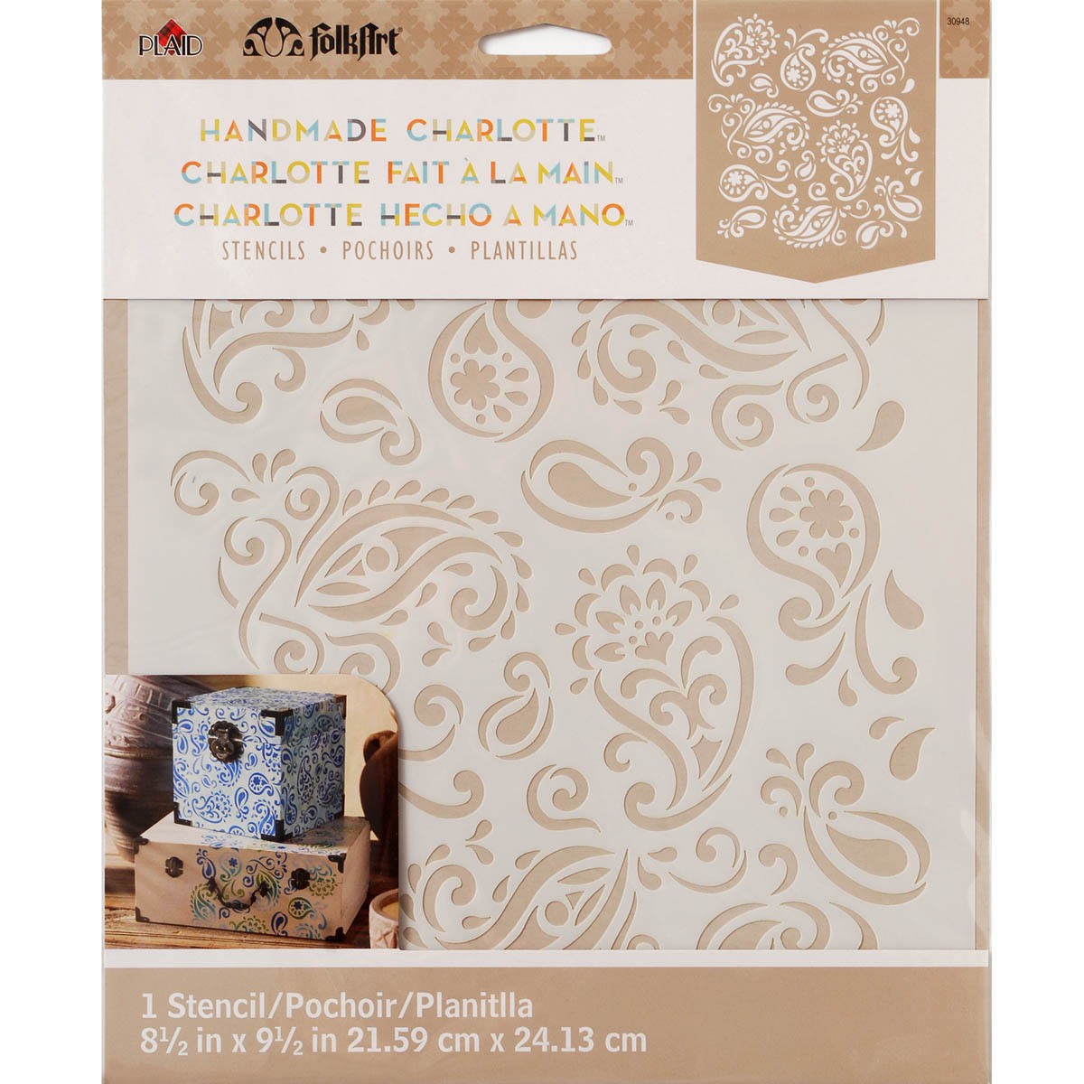 Plaid Folkart Stencil Paisley Delight (21,59 x 24,13cm)
