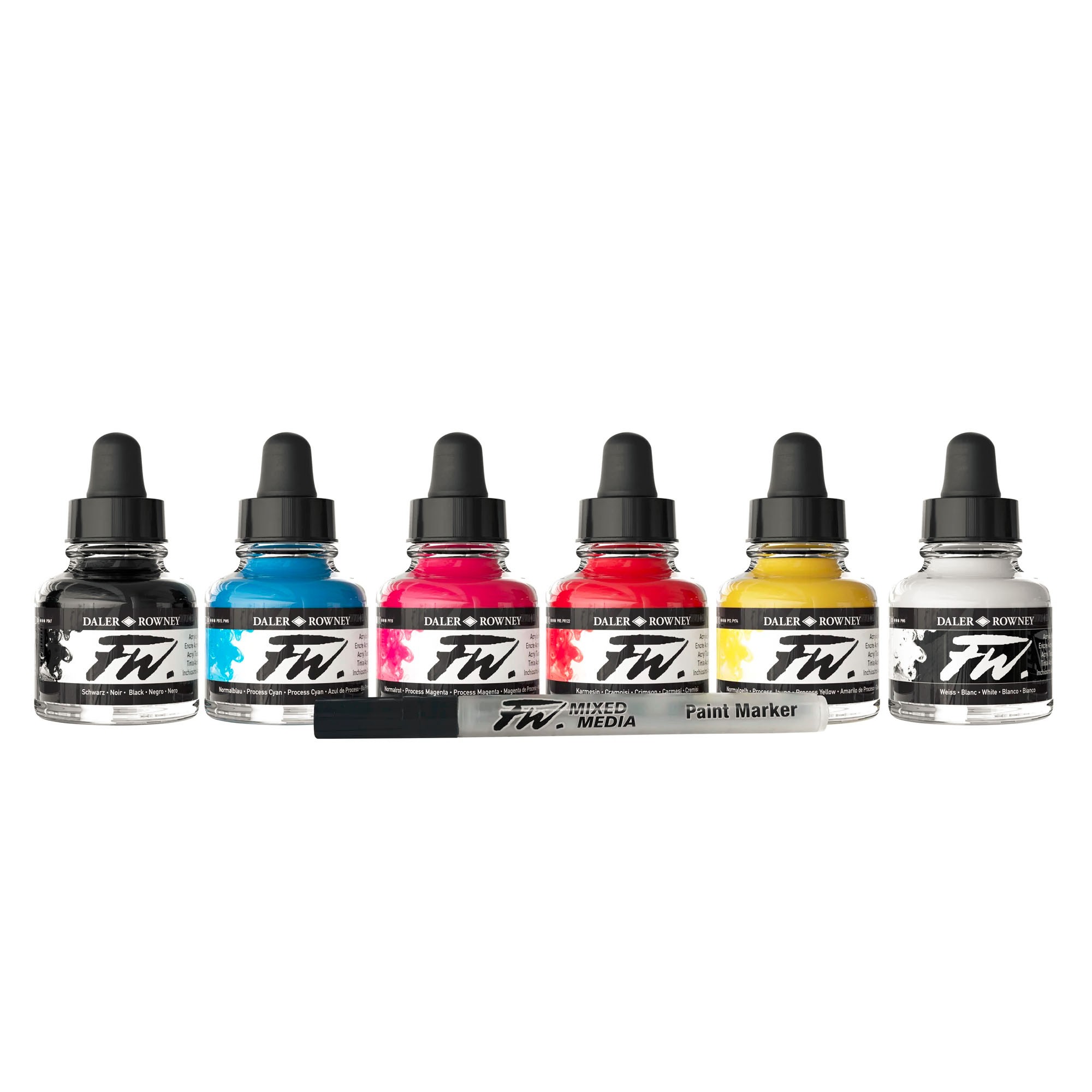 Daler Rowney FW Artist Ink - Primary Colors 30ml (Set de 6) - Pinturas ...
