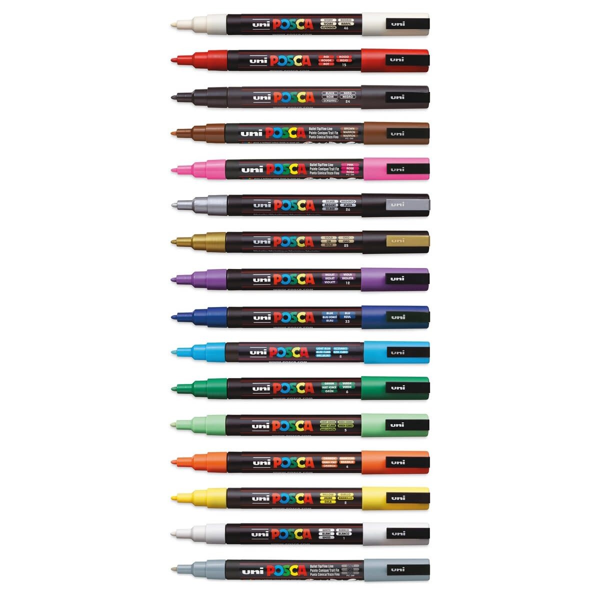 Posca PC-3M (0.9 - 1.3mm) - Set de 16 Colores Basic