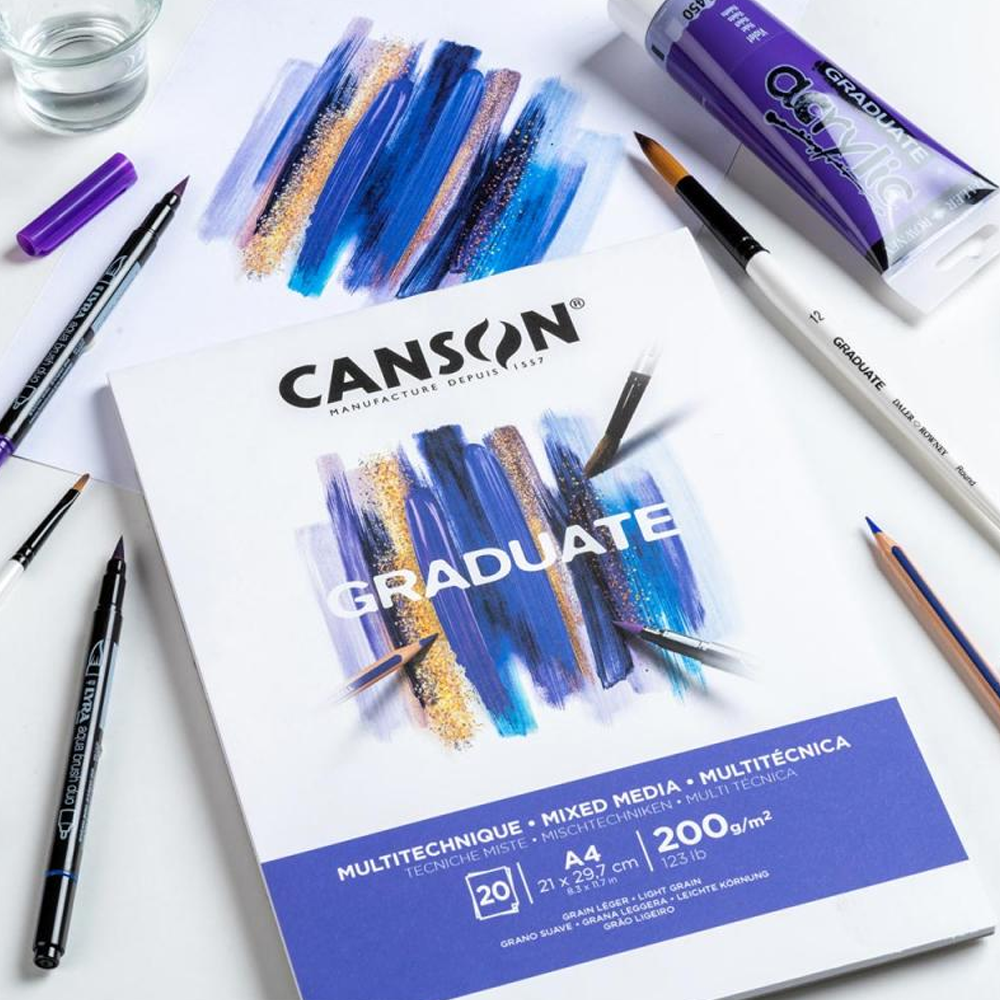 Canson Graduate Pad Mix-Media A4 (21 x 29,7 cm) - 20 hojas de 200gms
